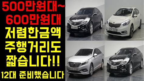 500만원대부터 600만원대까지 저렴한 금액 주행거리도 짧습니다 가성비 최고 중고차 특집 12대 Youtube