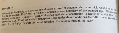 Solved Example 101 Ammonia Gas Is Diffusing At A Constant