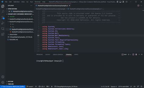 Develop With Refinitiv WebSocket API Docker With C In VS Code Devportal