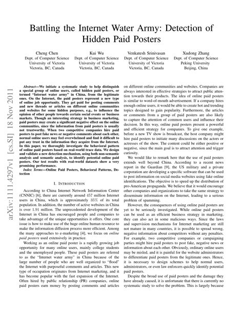 Pdf Battling The Internet Water Army Detection Of Hidden Paid Posters
