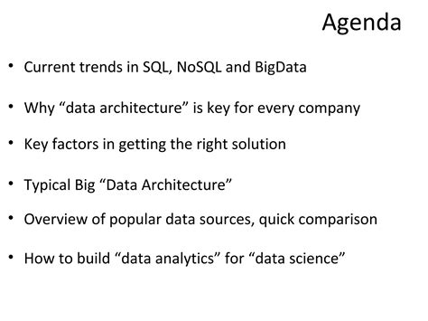 Sql Nosql Bigdata In Data Architecture Ppt