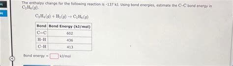 Solved Using average bond enthalpies (linked above), | Chegg.com