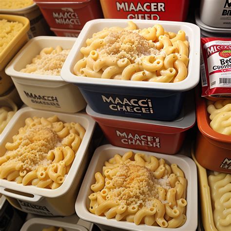 A Colorful Display Of Cheesy Macaroni In Various Containers And Flavors