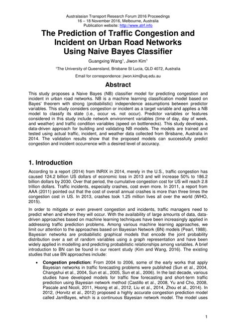 Pdf Prediction Of Traffic Congestion And Incidents On Urban Road