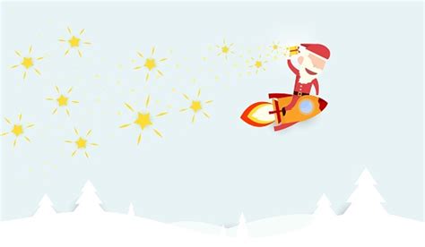 산타 클로스 드라이브 로켓 발사와 공간으로 클라우드를 통해 연기 시작플랫 디자인입니다 벡터 일러스트입니다 감정에 대한 스톡 벡터