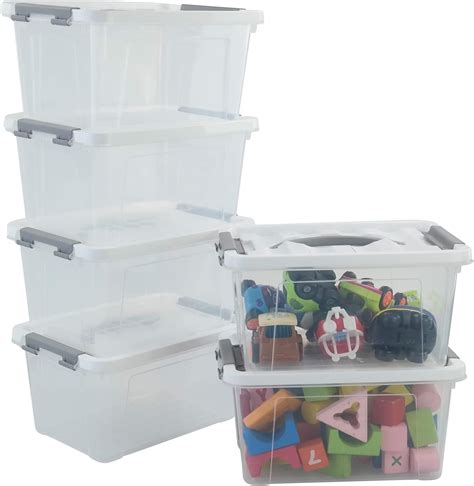 Ramddy 6 Pack Plastic Latching Storage Boxes 5 L Small Container Box Clear F Uk