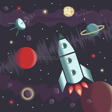 Rocket Flies Space Illustration Stock Illustrations 814 Rocket Flies