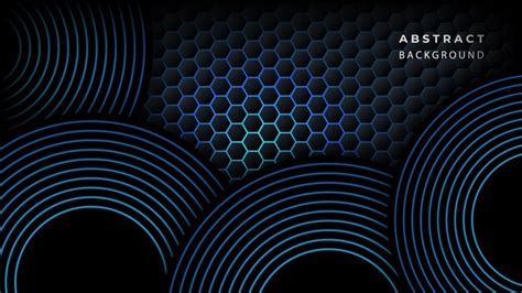 Premium Vector Abstract Dark Black Overlap Circle Shape With Gradient Line Background Design