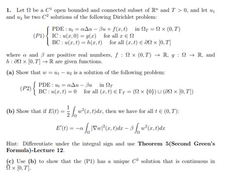 solved 1 let 2 be a c open bounded and connected subset of