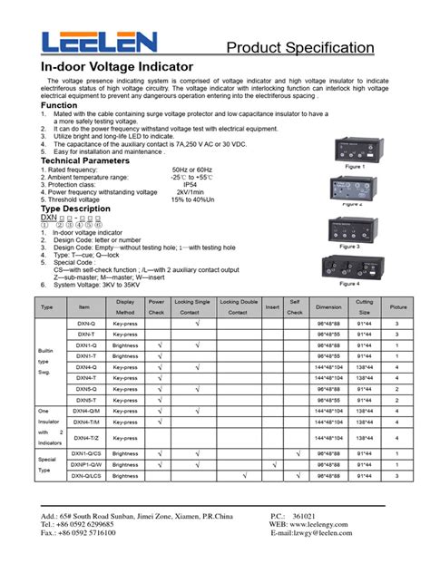 Voltage Indicator Dxn Pdf High Voltage Electrical Engineering