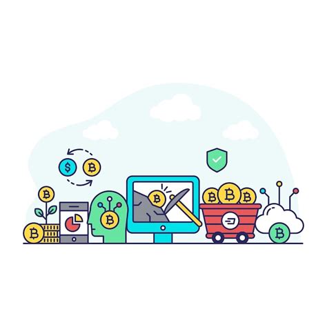 Premium Vector A Unique Design Illustration Of Bitcoin Mining
