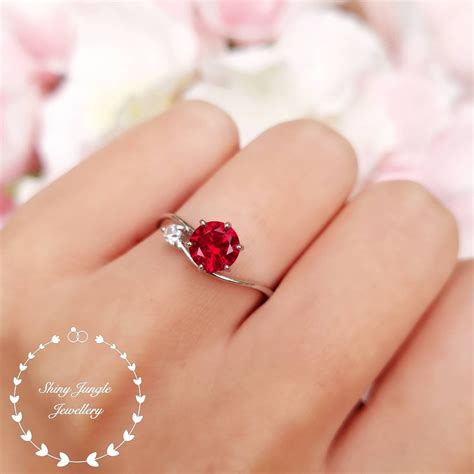 Dainty 1 Carat Round Cut Genuine Lab Grown Ruby Ring Delicate Etsy Uk