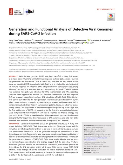 Pdf Generation And Functional Analysis Of Defective Viral Genomes