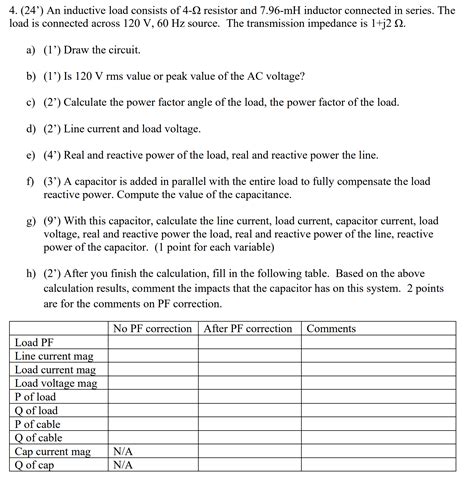 solved 4 24 an inductive load consists of 4−Ω resistor