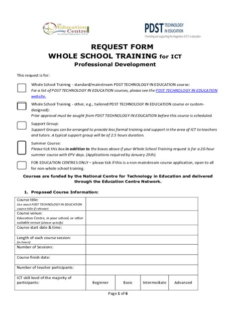 Fillable Online Request Form Whole School Training For Ict Fax Email