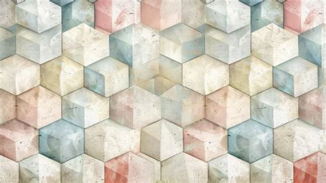 Abstract Geometric Pattern With Hexagonal Shapes In Soft Pastel Colors Stock Illustration