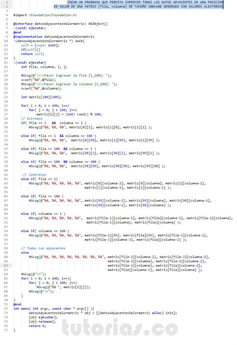 Poo Objective C Datos Adyacentes Valor Matriz