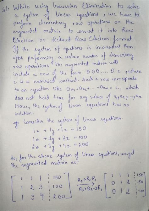 When Using Gaussian Elimination To Solve A System Of Linear Equations