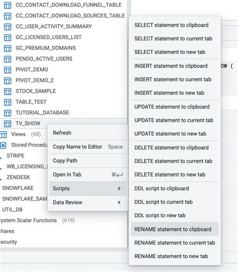 how to rename a table in sql coginiti