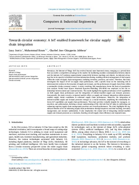 Pdf Towards Circular Economy A Iot Enabled Framework For Circular