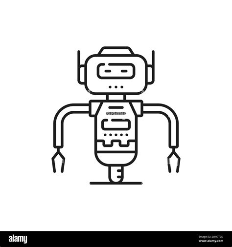 Robot Or Droid On Wheel Line And Outline Icon Industry Future Machine Humanoid Droid Outline