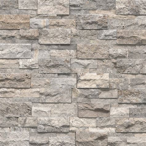 Silver Travertine Stacked Stone Panels Silver Travertine Split Faced