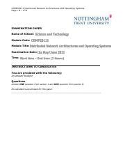 COMP May Exam Paper Pdf COMP Distributed Network Architectures And Operating