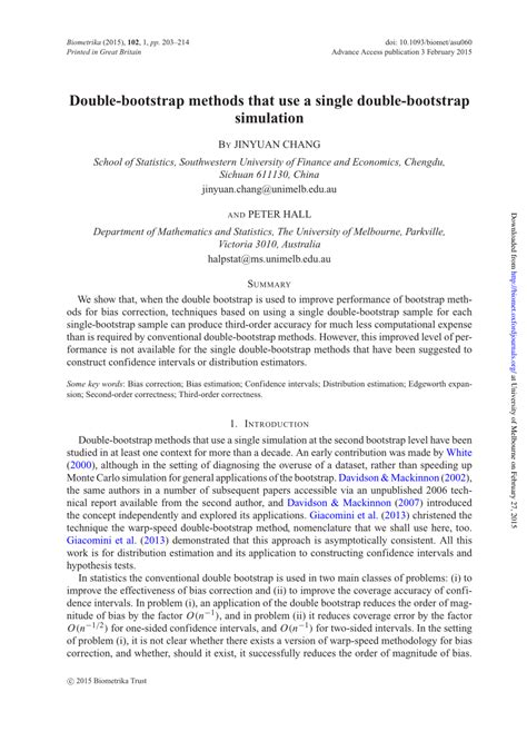 pdf double bootstrap methods that use a single double bootstrap