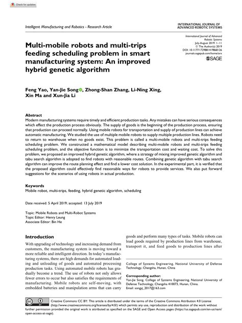 Pdf Multi Mobile Robots And Multi Trips Feeding Scheduling Problem In Smart Manufacturing
