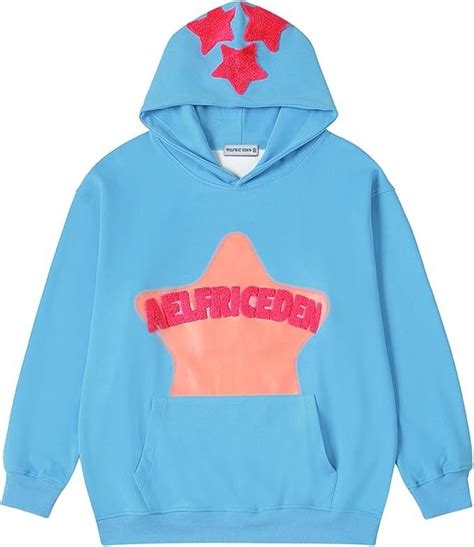 Aelfric Eden Womens Graphic Hoodies Pink Star Print Hoodie Unisex