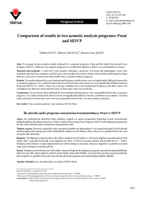 Pdf A Clinical Comparison Between Two Acoustic Analysis Softwares Mdvp And Praat