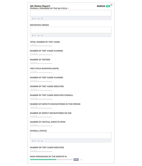 test case execution report template