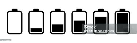 배터리 검정 아이콘입니다 배터리 충전 수준 표시기 전화 배터리 수명 아이콘 충전 에너지 아이콘 배터리 전원의 컬렉션 가득 찬에 대한 스톡 벡터 아트 및 기타 이미지 Istock