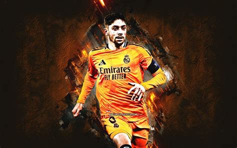 다운로드 Federico Valverde 레알 마드리드 우루과이 축구 선수 오렌지 스톤 뒷골목 그런지 예술 La Liga 스페인 축구 Valverde 레알