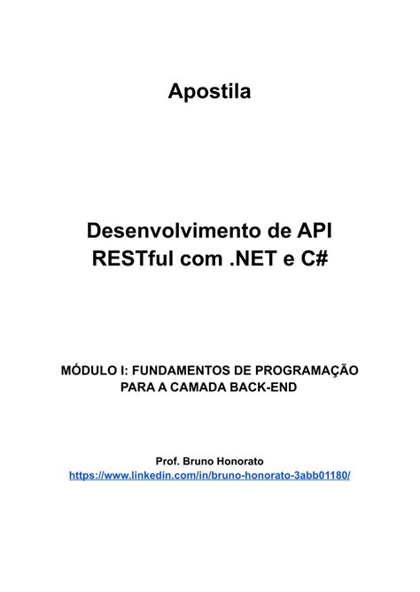 Pdf Apostila Desenvolvimento De Api Restful Com Net E C MÓdulo I Fundamentos De ProgramaÇÃo