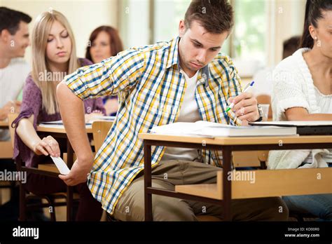 Babes During Test Cheating With Cheat Sheet Stock Photo Alamy
