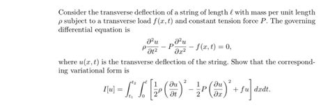 Solved Consider The Transverse Deflection Of A String Of
