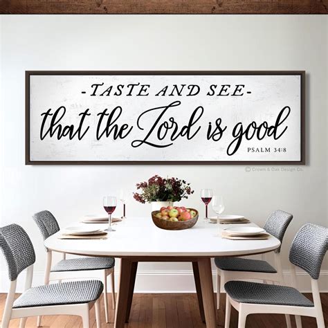 Taste And See That The Lord Is Good Sign Psalm 34 Dining Room Scripture