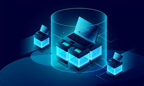 Premium Vector Laptop Analysis Processing Cloud Services Concept File Backup And Saving