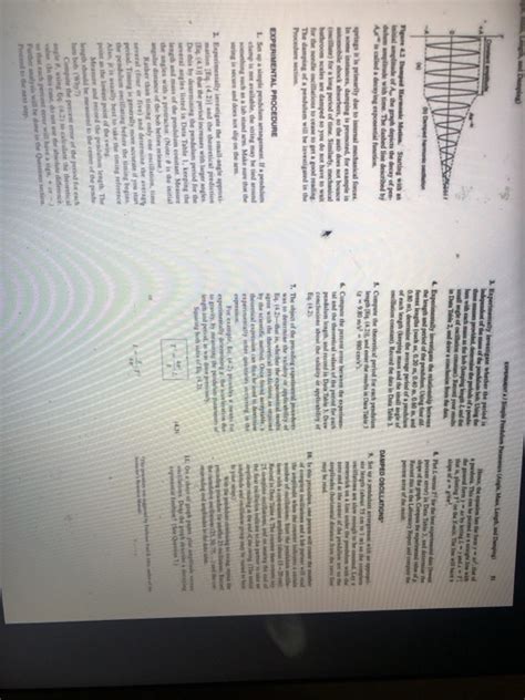 Parts EXPERIMENT Simple Pendulum Parameters Angle Chegg