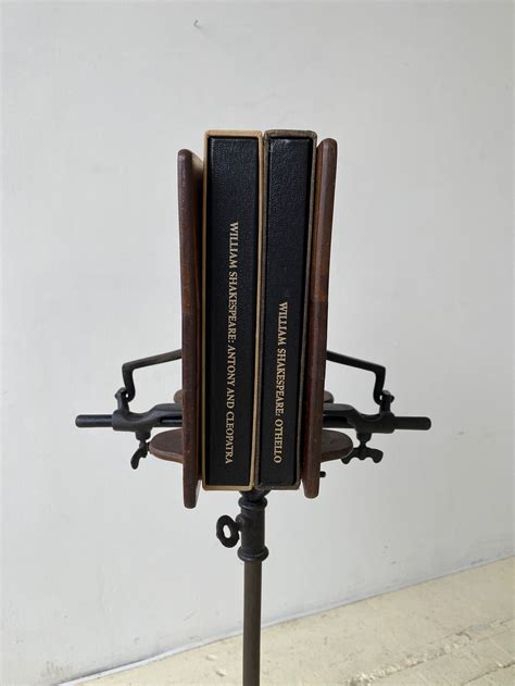 Antique Industrial Style Cast Iron And Walnut Table Library Stand Circa 1910s — Portmanteau