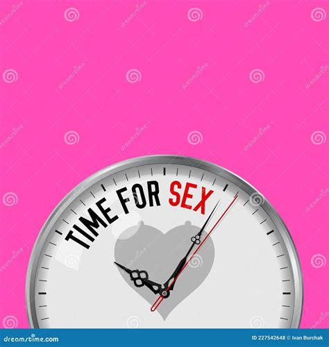 Time For Sex White Vector Clock With Motivational Slogan Analog Metal Watch With Glass Heart