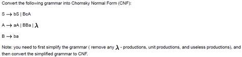 solved convert the following grammar into chomsky normal
