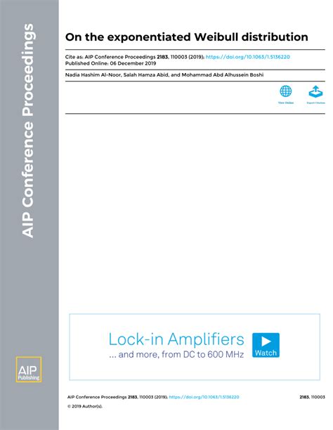 Pdf On The Exponentiated Weibull Distribution