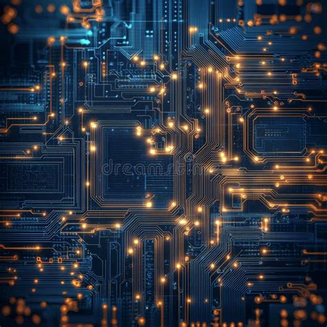 Abstract Digital Circuit Board With Glowing Lines And Nodes Stock Illustration Illustration Of