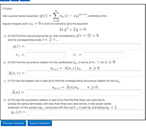 Solved Use A Power Series Expansion Y X An X X0 N R