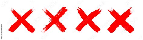 Set Of The Red Cross Sign With Grunge Red Cross X Symbol Or Wrong Mark Collection Vector