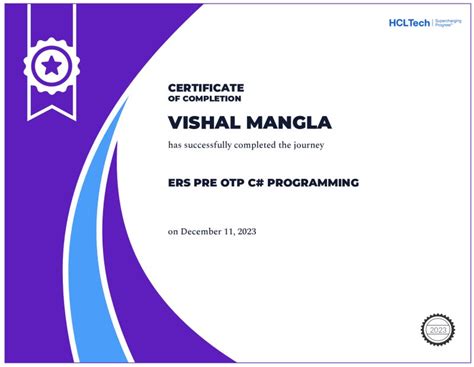 Vishal Mangla On Linkedin Csharp Programming Certification Hcltech