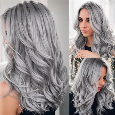 Chic Gray Shoulder Length Bob Wig With Bangs For Women Loose Wavy Synthetic Hairpiece