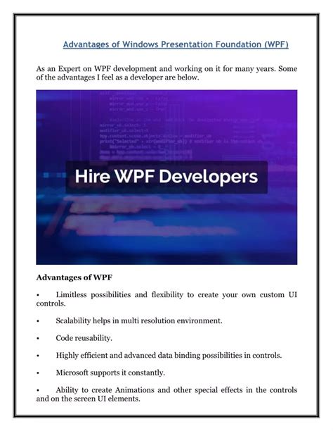 Ppt Advantages Of Windows Presentation Foundation Wpf Powerpoint